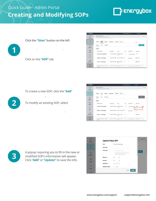 Creating and Modifying SOPs - Energybox