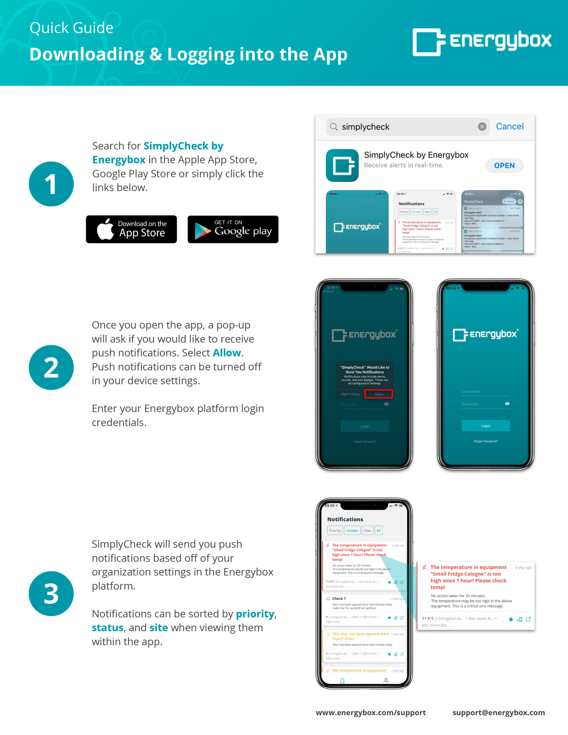 Downloading and Logging into the App - Energybox