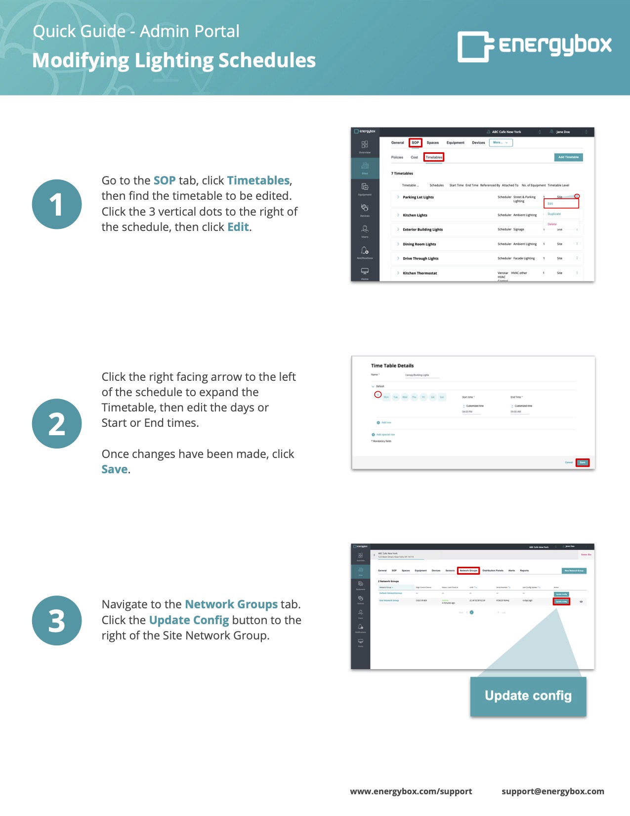 Modifying Lighting Schedules - Energybox