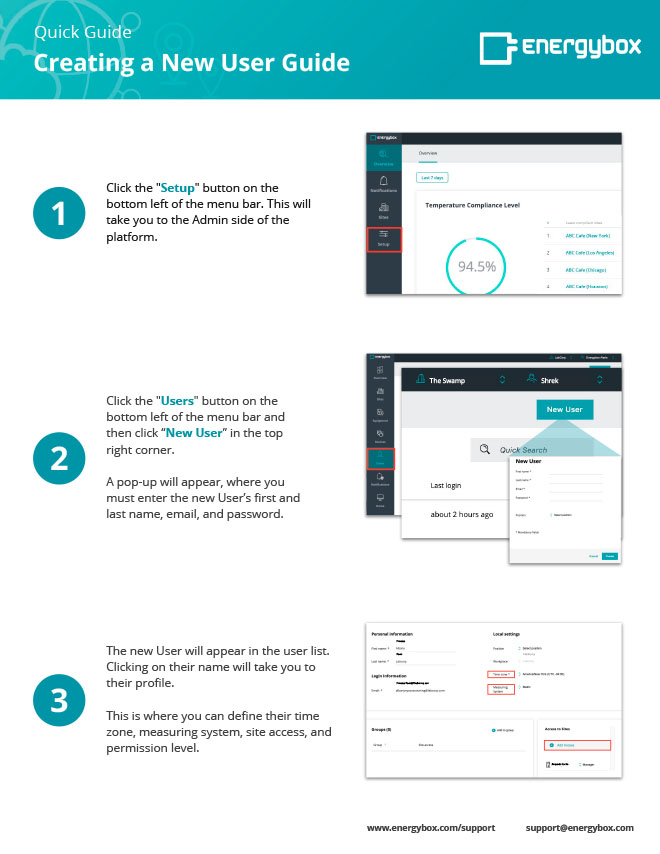 Creating a New User - Energybox